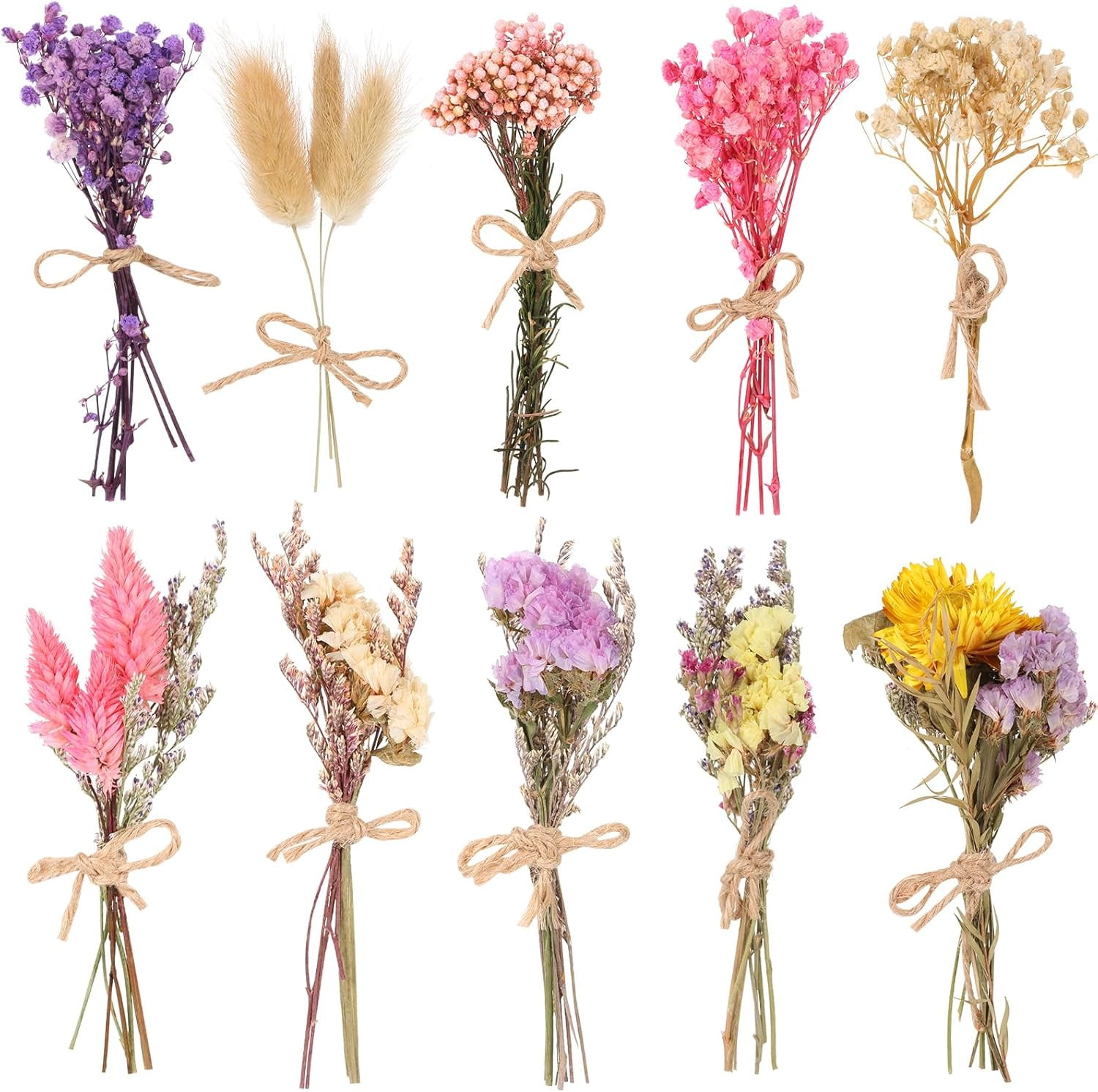 10 Pack Dried Flower Bouquets Various Dried Flower Combinations with ...