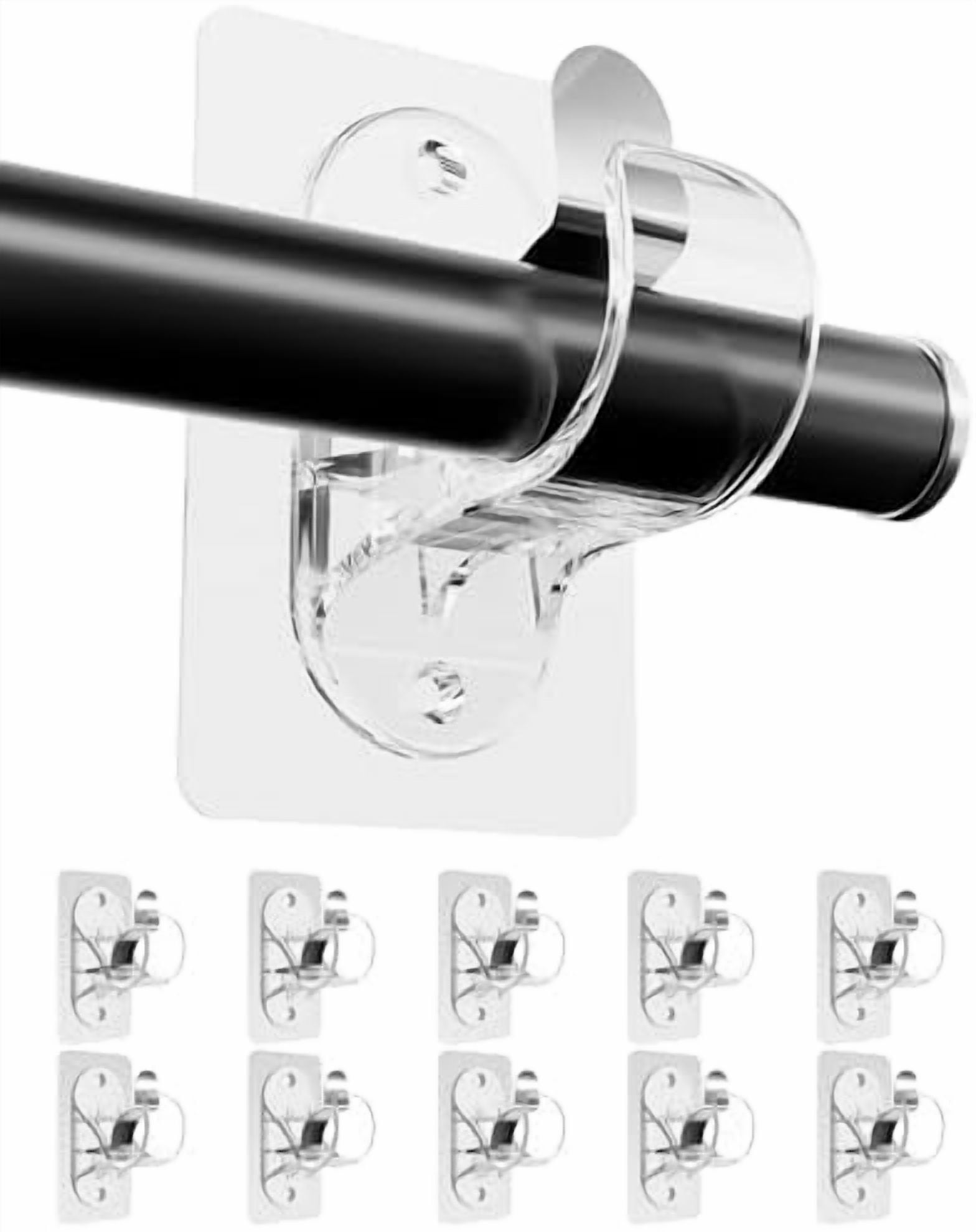 10 Pack No Drill Curtain Rod Brackets, Renter Friendly Self Adhesive ...