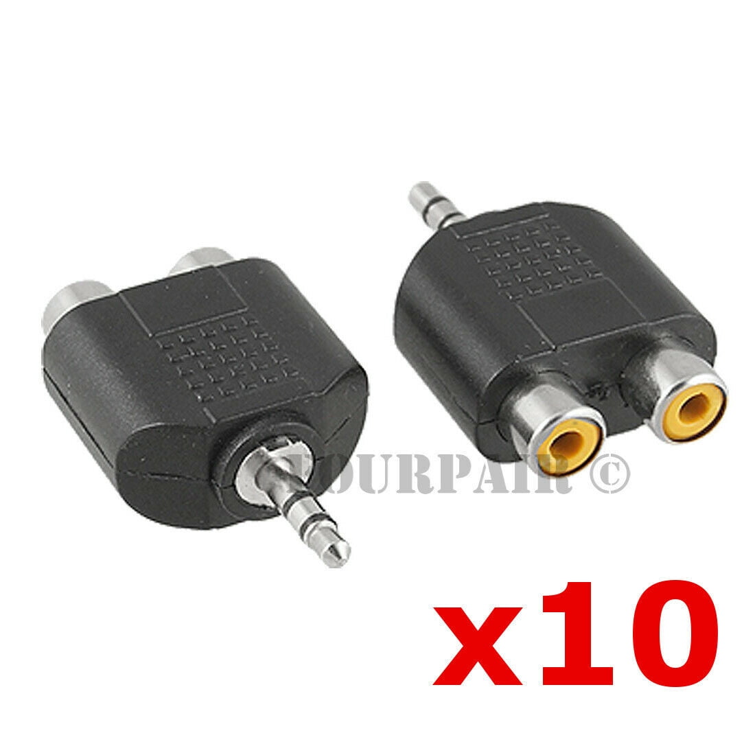 10 Pack Dual RCA Female Jacks to 3.5mm Stereo Male Y Splitter Adapter ...