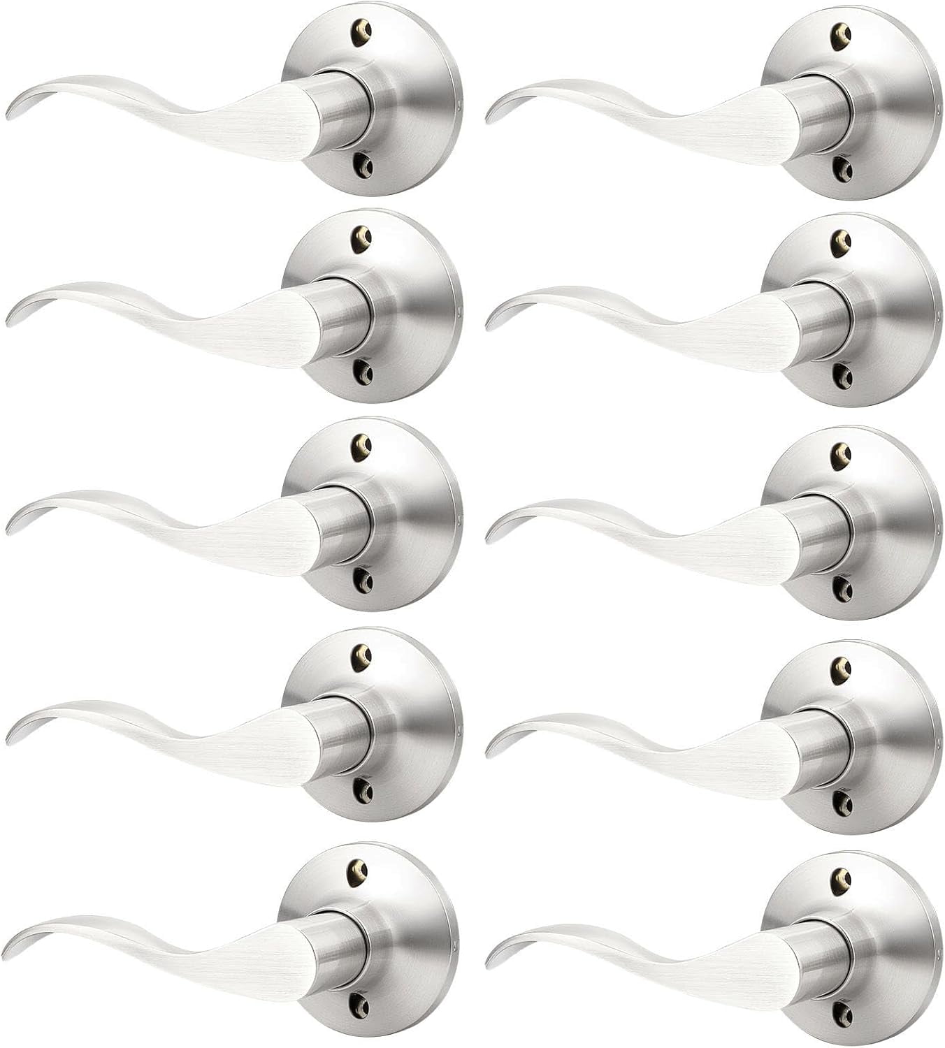 10 Pack Dummy Lever Door Handle Satin Nickel Left-Handed Lever Non ...