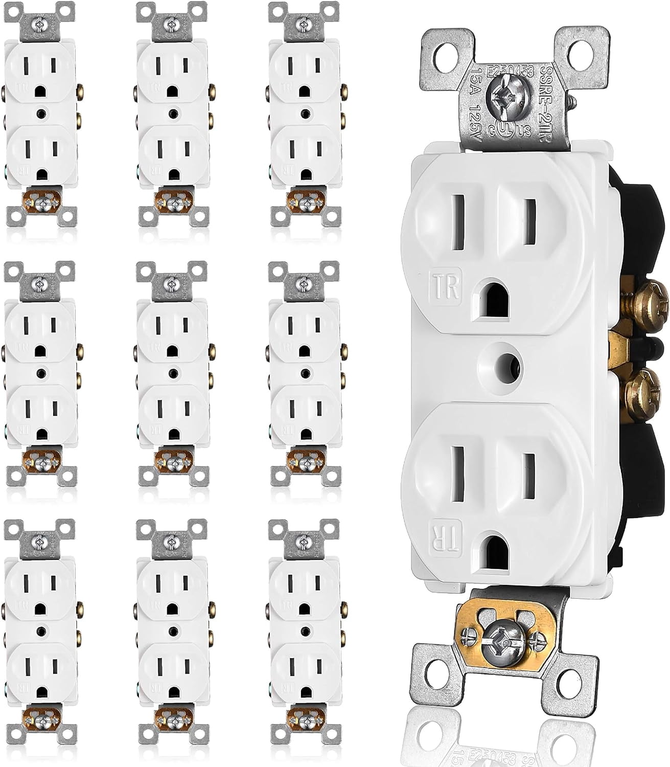 [10-Pack] Duplex Receptacle Outlet, Tamper-Resistant 3-Prong Outlet ...