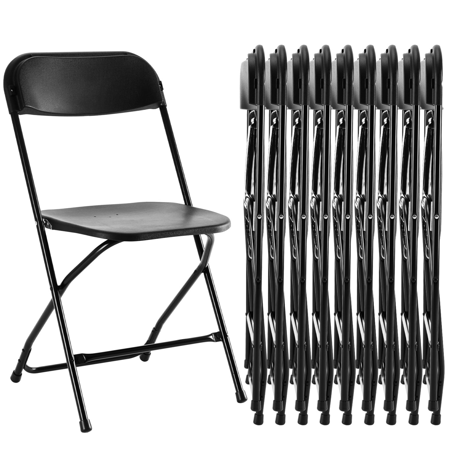 10-Pack Durable Plastic Folding Chairs with Iron Frame, Portable ...