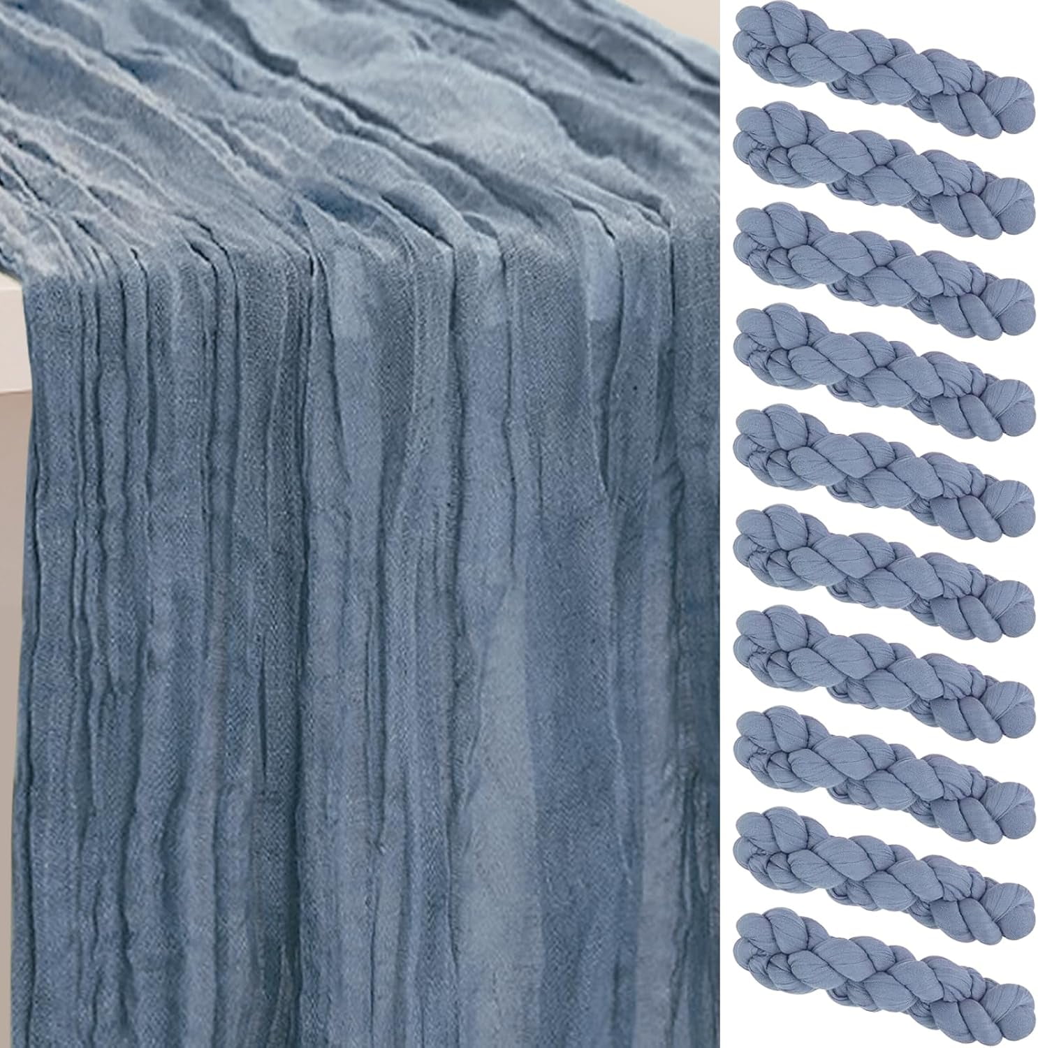 10 Pack Dusty Blue Cheesecloth Table Runner 35x120 Inch 10Ft Rustic ...