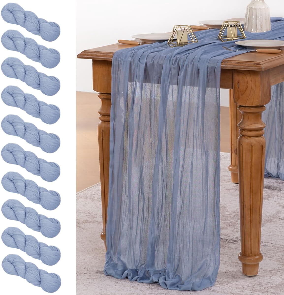 10 Pack Dusty Blue Table Runner Cheesecloth Gender Reveal Boho Gauze ...