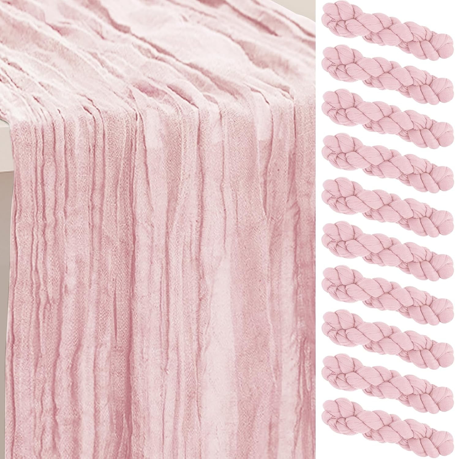 10 Pack Dusty Pink Cheesecloth Table Runner 35x120 Inch 10Ft Rustic ...