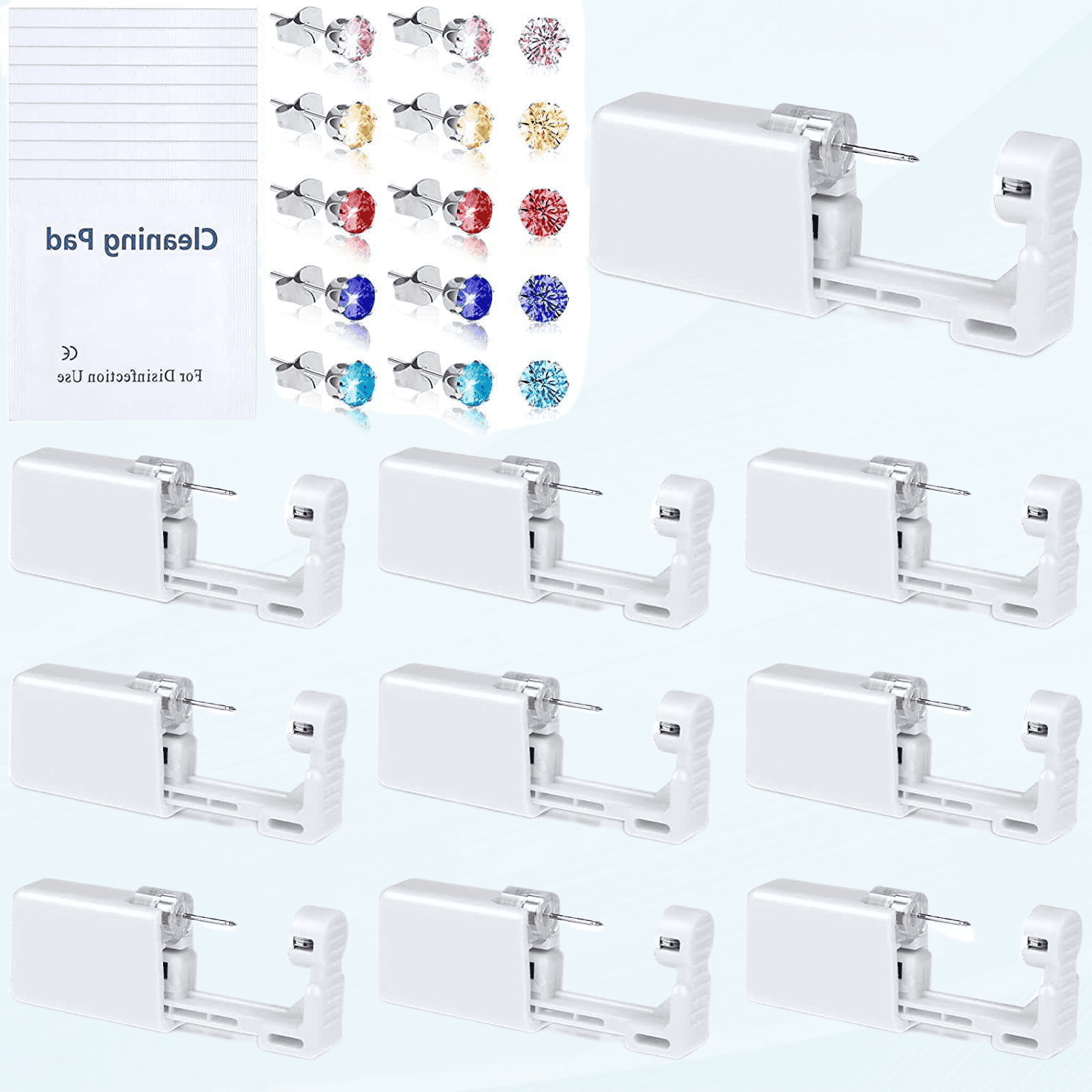 10 Pack Ear Piercing Kit, Disposable Ear Piercing Gun Painless Ear ...