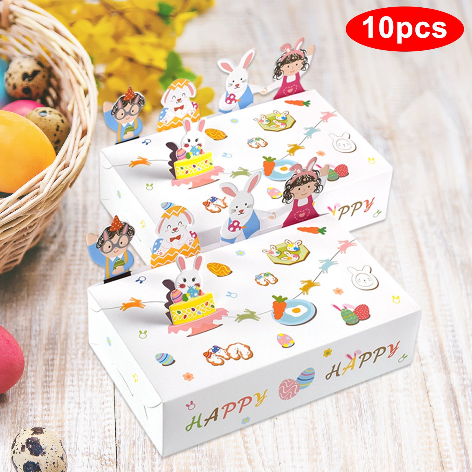 10-Pack Easter Bunny Gift Boxes - Adorable Rabbit Candy Folding Boxes ...