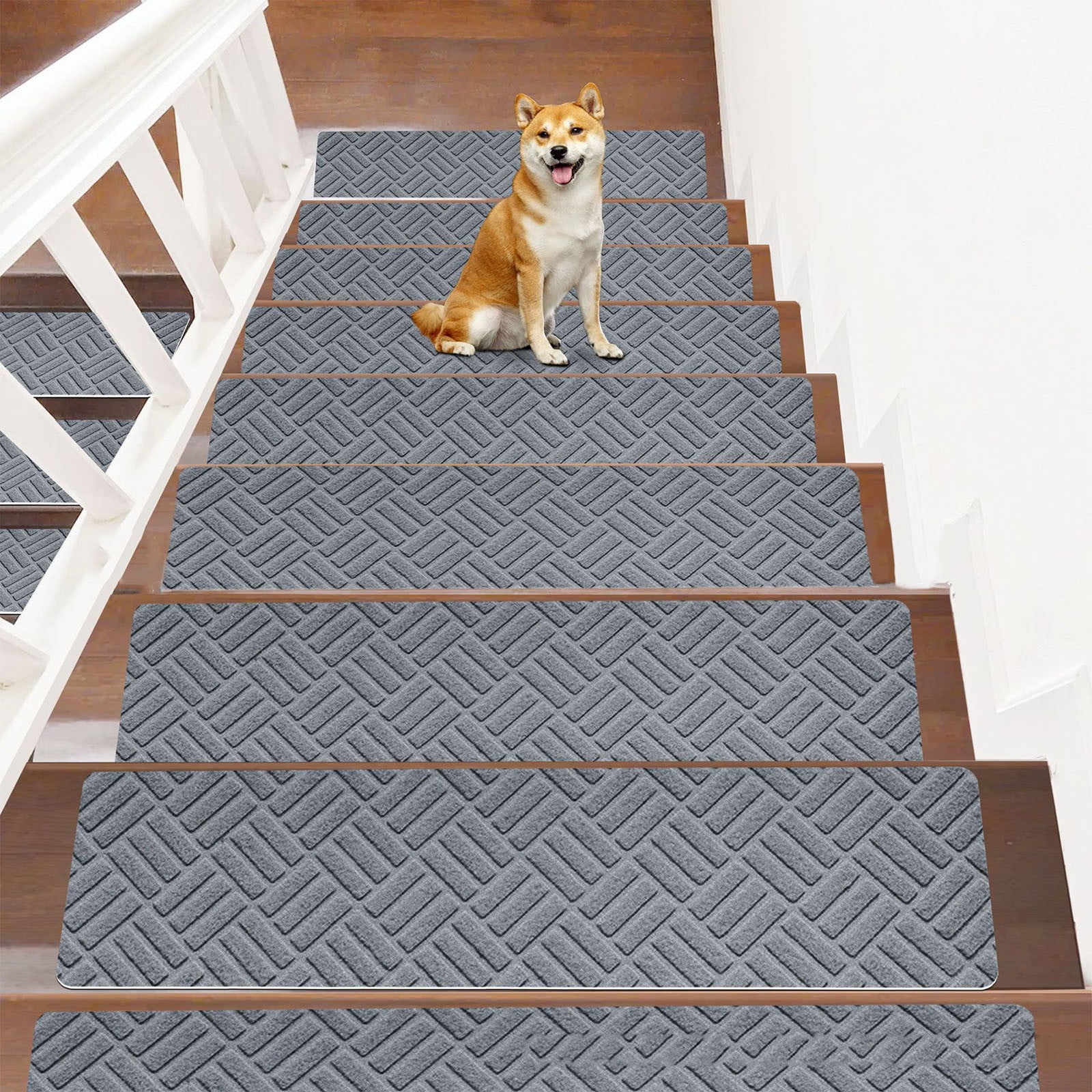 10 Pack Edging Stair Treads Non-slip Carpet Mat 28inx8in Indoor Stair ...