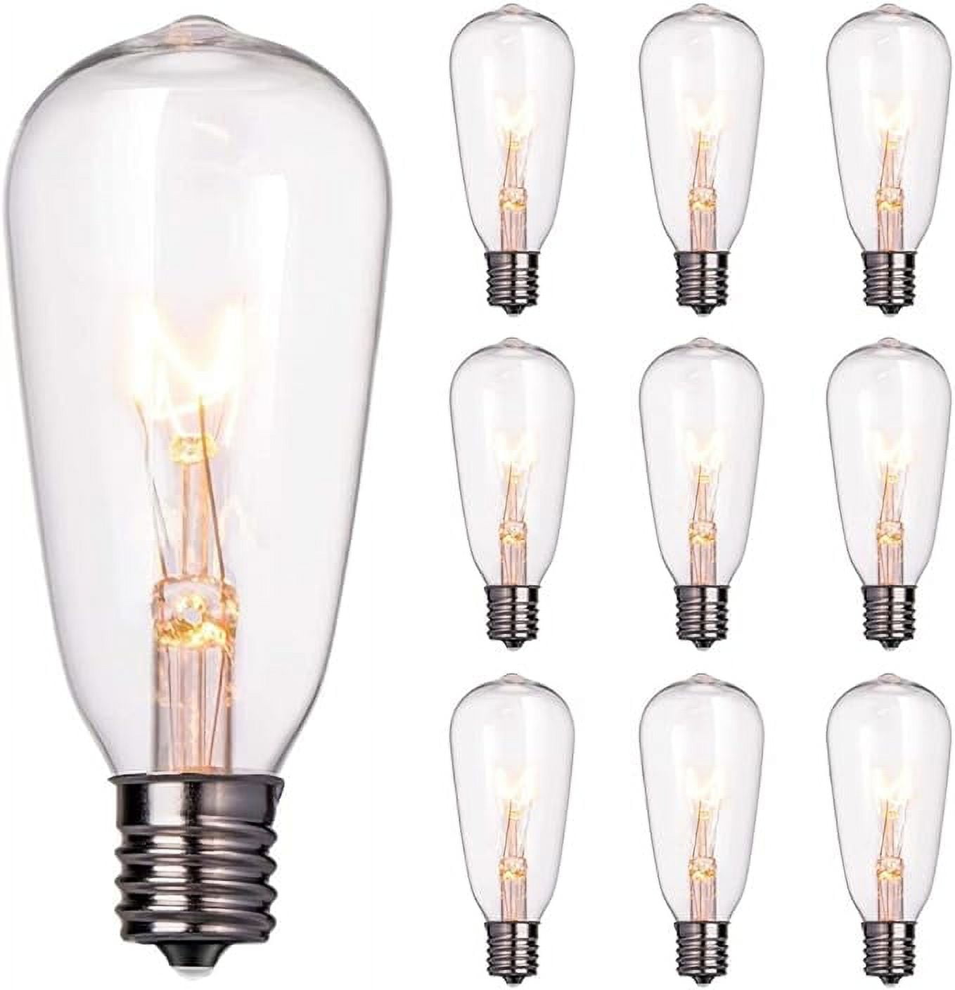 10 Pack Edison Light Bulbs, ST40 Clear Glass Light Bulb Replacement, 7W ...