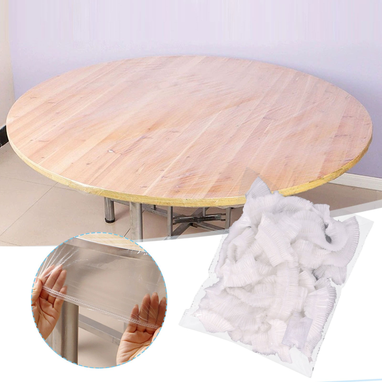 YYNS 10-Pack Elastic Edge Fitted Tablecloths, Clear Round Fitted Vinyl ...