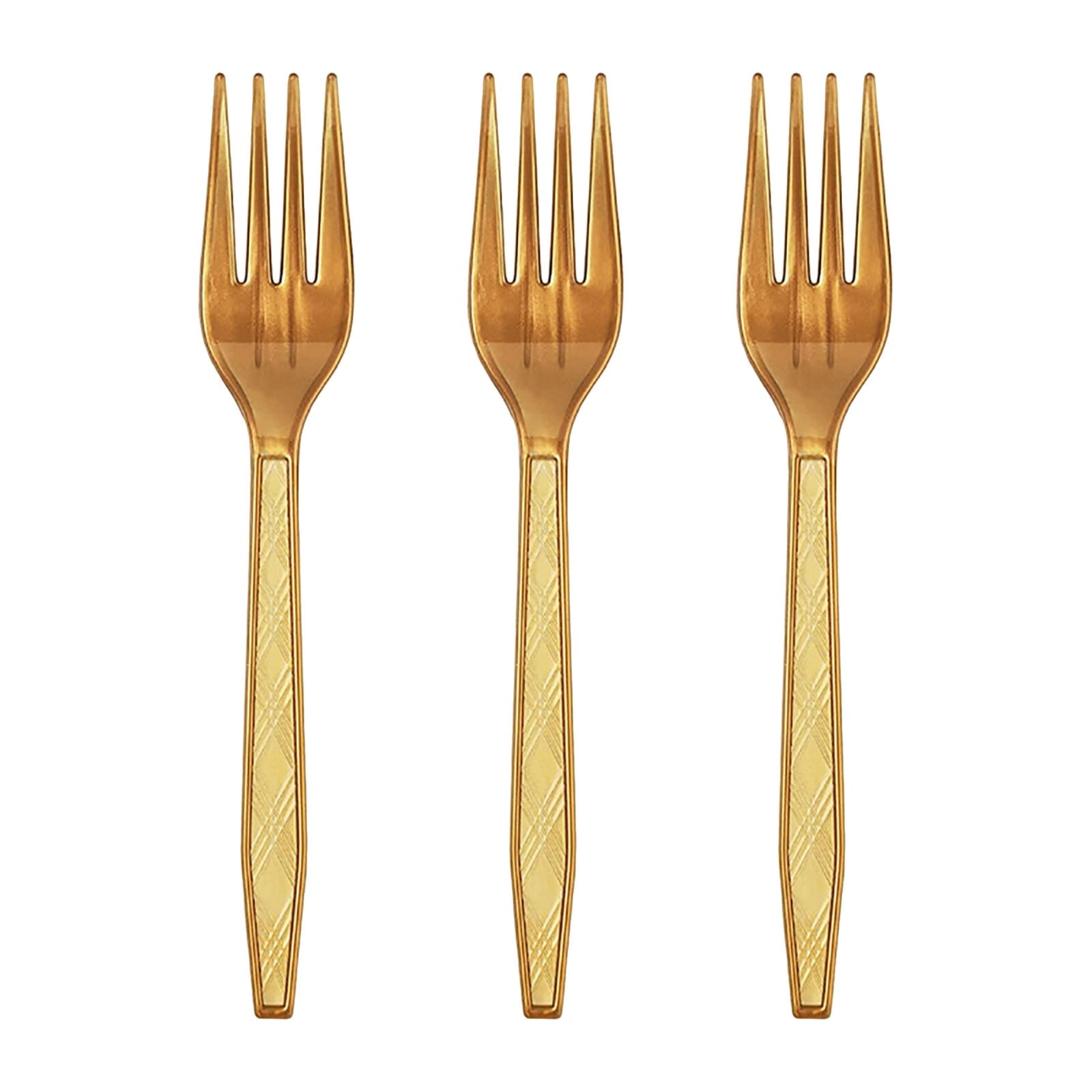 10-Pack Elegant Gold Disposable Plastic Forks - Premium Birthday Party ...