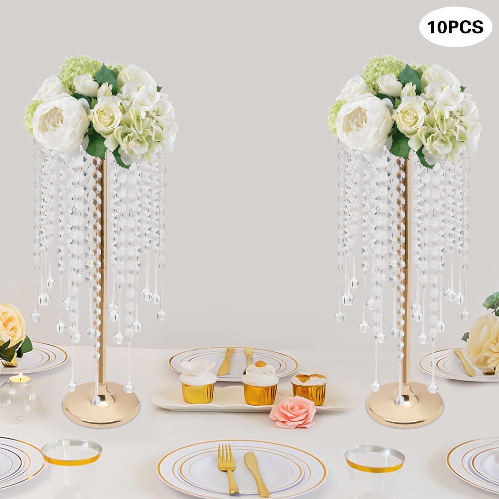 10-Pack of Elegant Small Crystal Table Centerpieces,Acrylic Gold ...