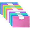 12 Pack A4 Size Plastic Filing Envelopes with Label Pocket, Assorted ...