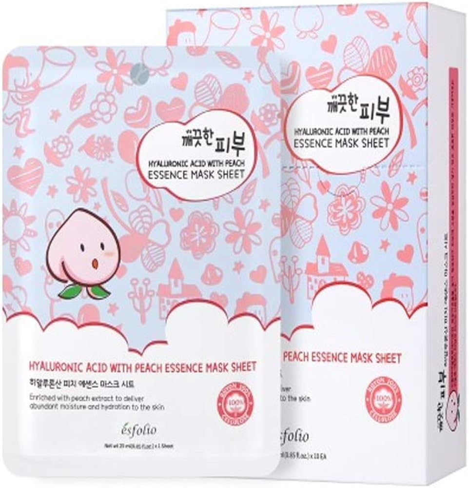 (10 Pack) Esfolio Pure Skin Peach Essence Korean Face Mask Sheet ...