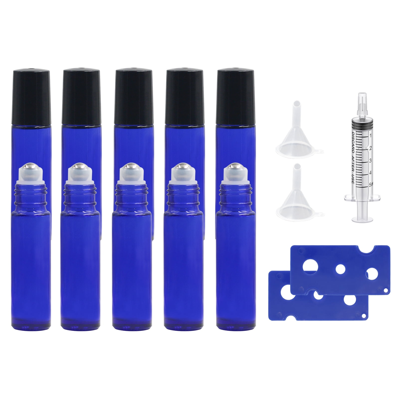 10 Pack Essential Oil Roller Bottles, 10ml Cobalt Blue Glass Roll on ...