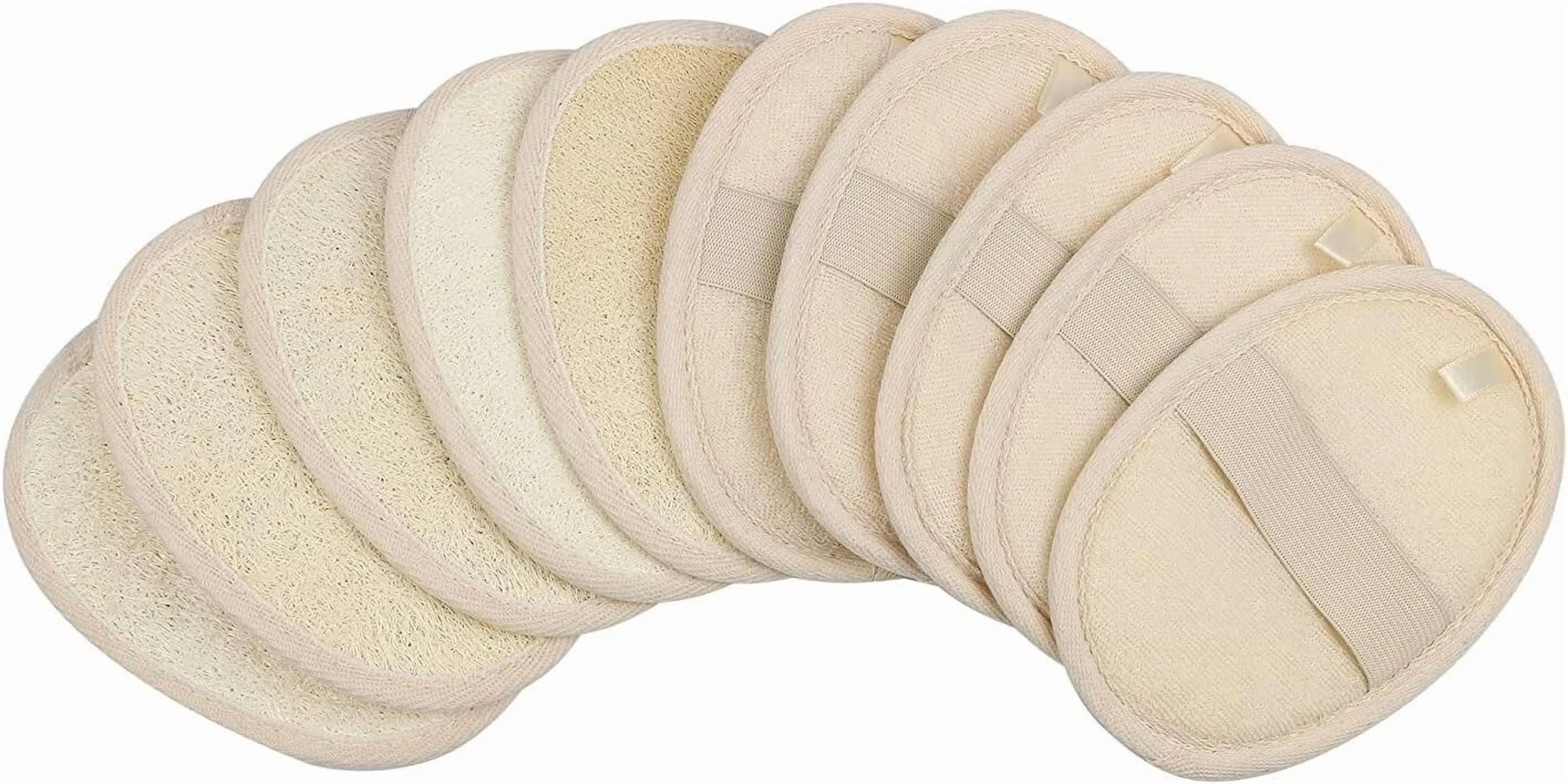 10-Pack Exfoliating Loofah Sponge Pads - Natural Luffa & Terry Cloth ...