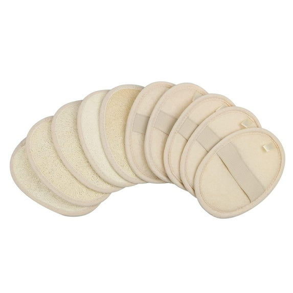 10-Pack Exfoliating Loofah Sponge Pads - Natural Luffa & Terry Cloth ...