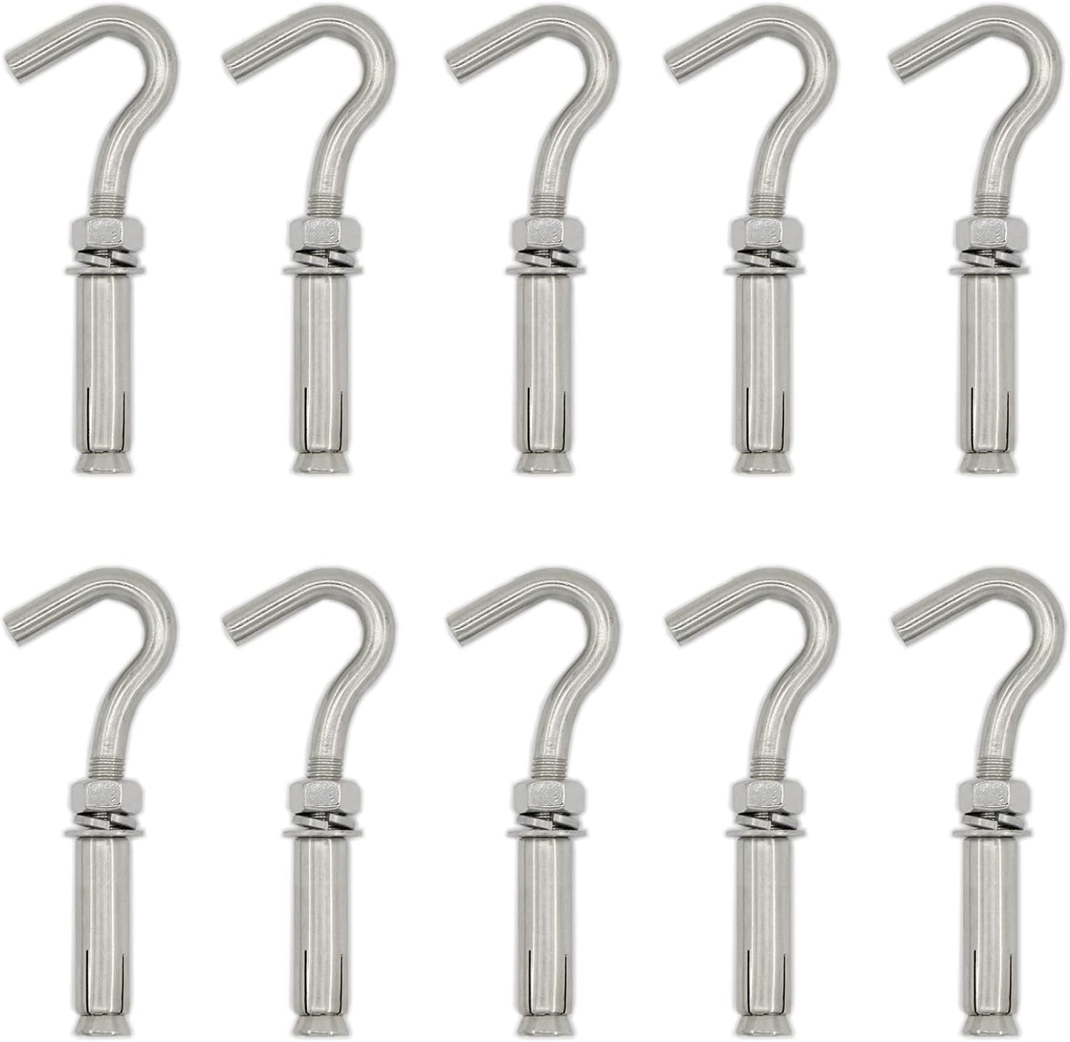 10 Pack Expansion Hooks, Stainless Steel Wall Hooks, Open Cup Screw ...