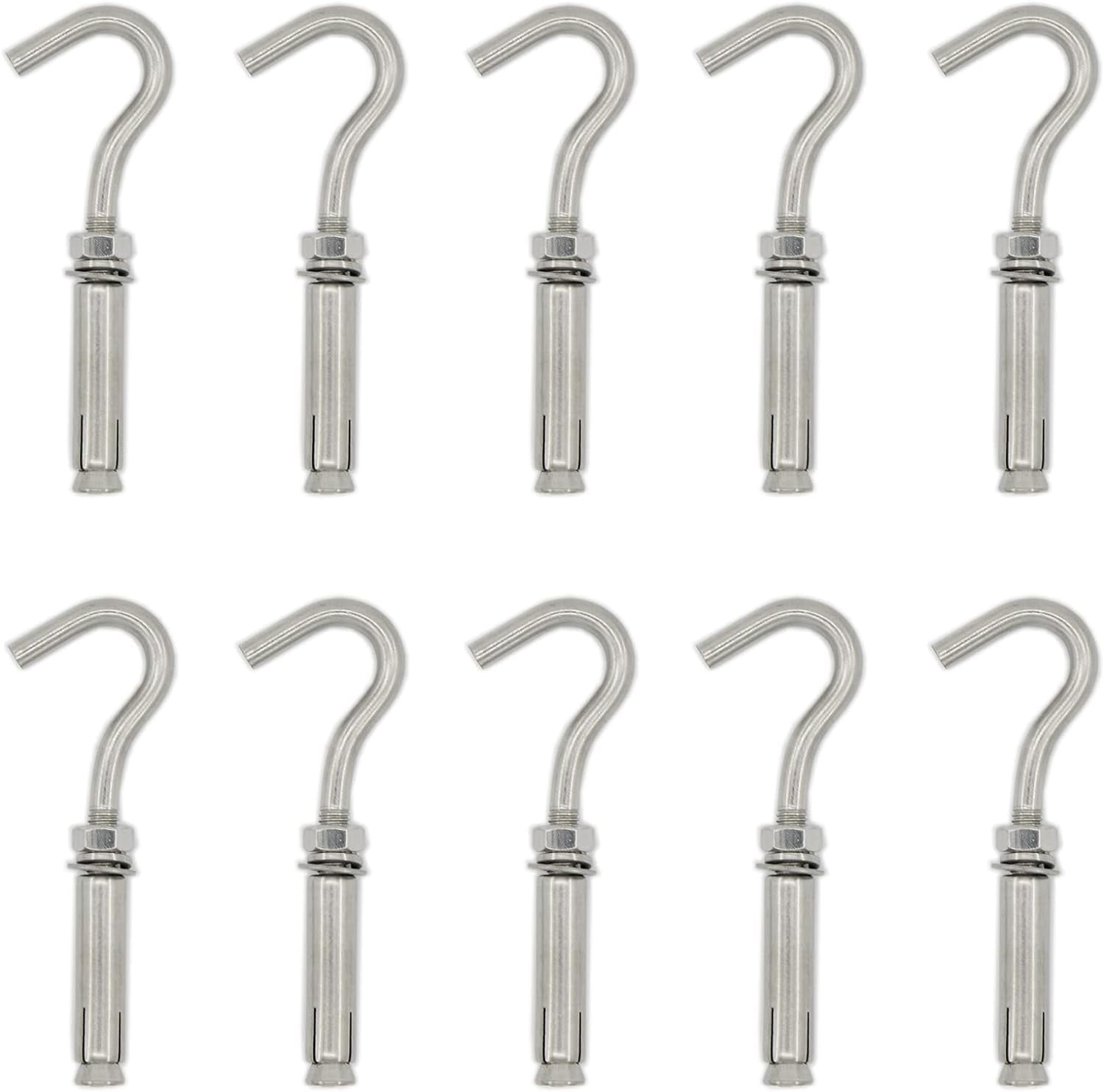10 Pack Expansion Hooks, Stainless Steel Wall Hooks, Open Cup Screw Hook Expansion Bolts Heavy ...