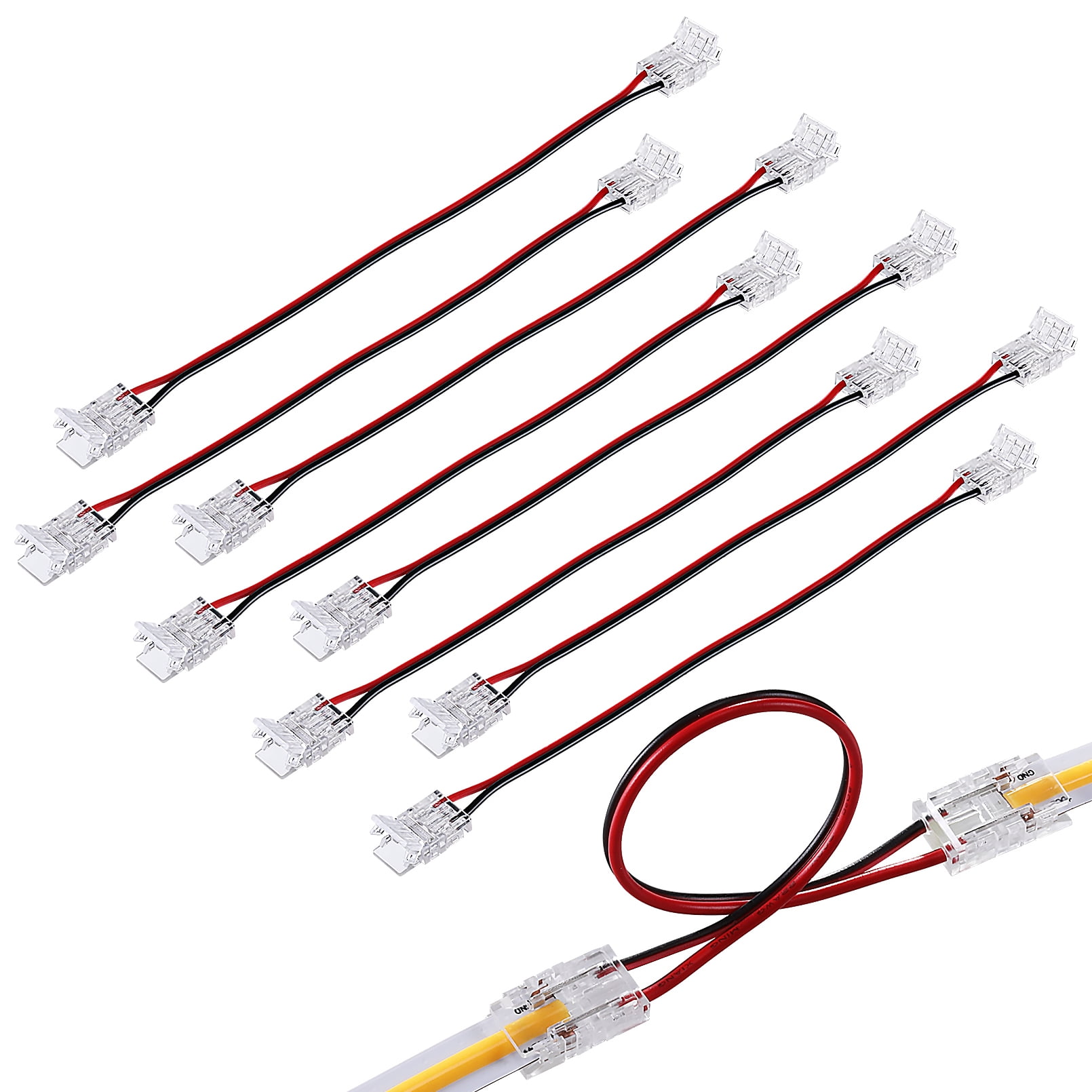 10 Pack Extension Wires with Two-side Connectors, for 8mm 2 Pin COB LED ...