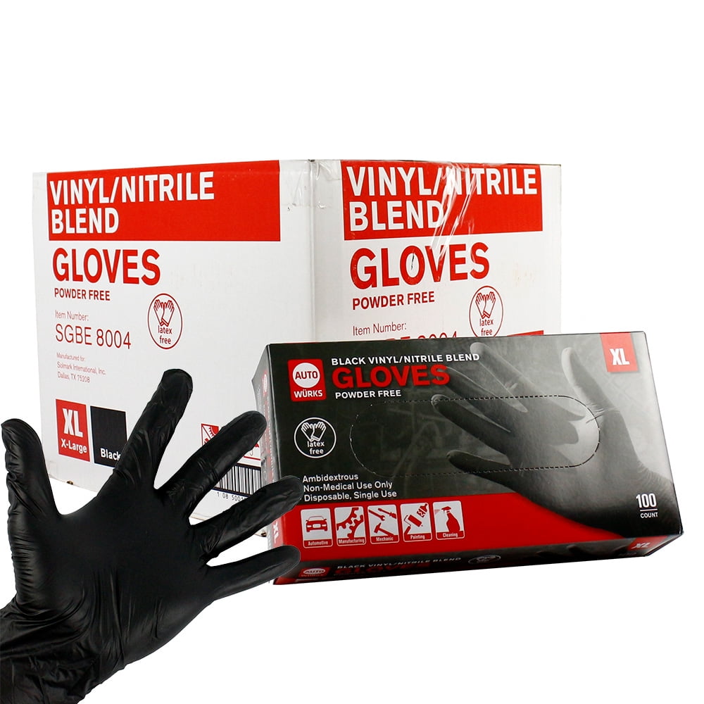 10 Pack Extra-Large Vinyl And Nitrile Gloves 1,000 In Case Powder And ...