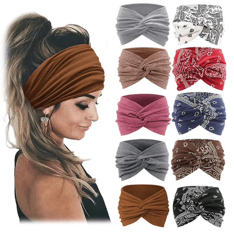 10 Pack Extra Wide Headbands for Women Large Turban Headband Boho Head ...