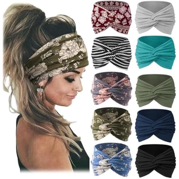 10 Pack Extra Wide Headbands for Women Large Turban Headband Boho Head ...