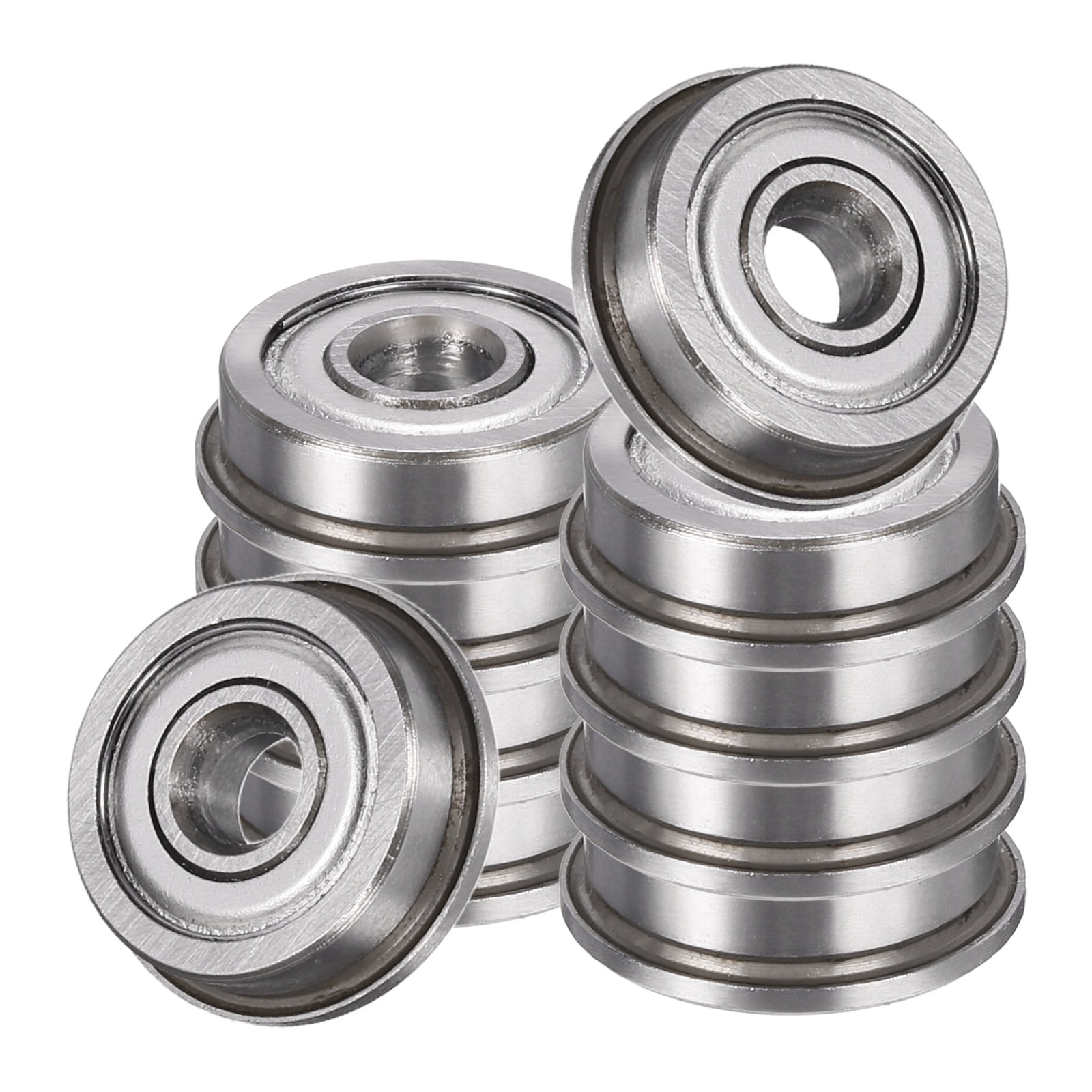 10 Pack F604ZZ Flanged Ball Bearings, 4 x 12 x 4mm Double Shielded ...