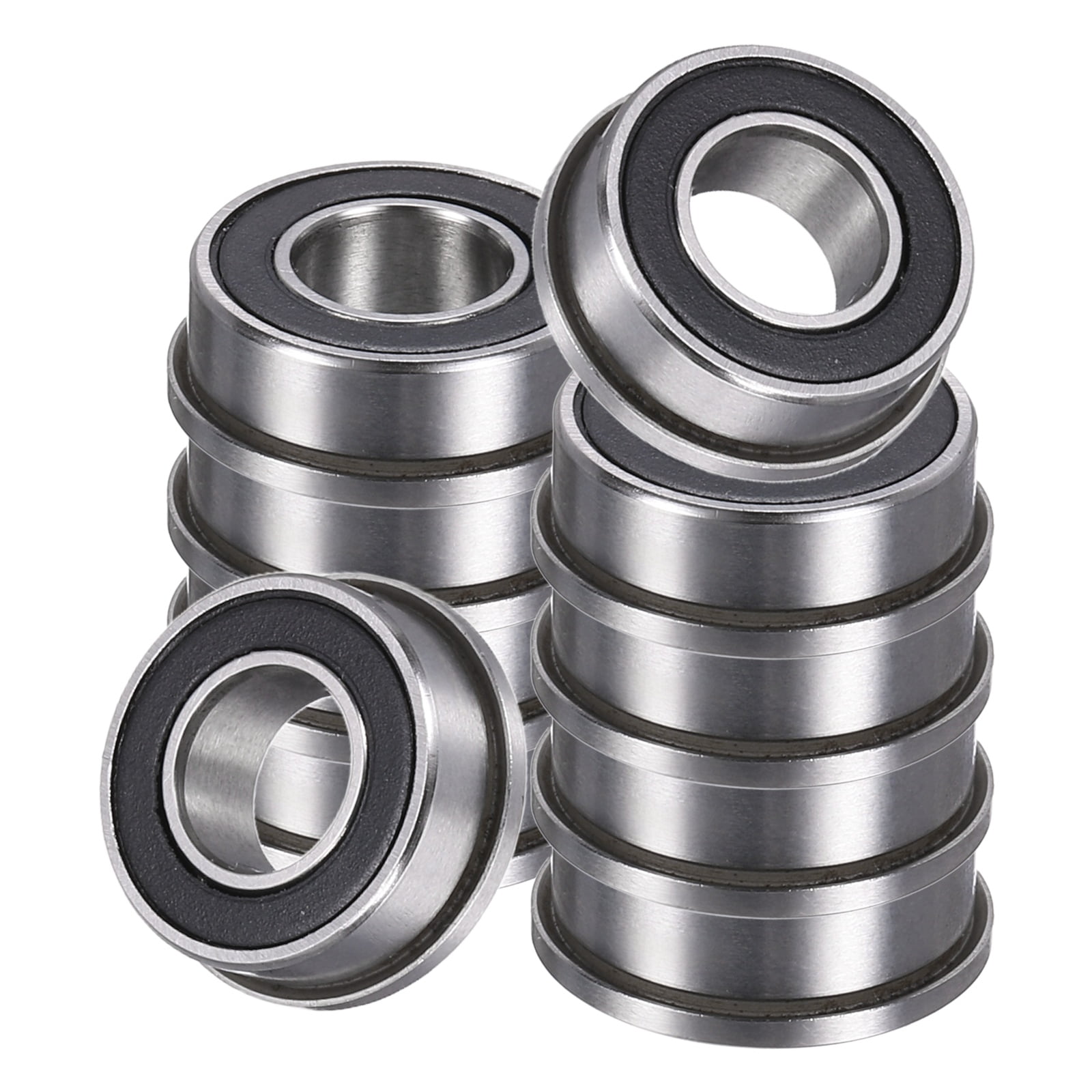 10 Pack FR188-2RS Flanged Ball Bearings, 1/4" x 1/2" x 3/16" Double ...