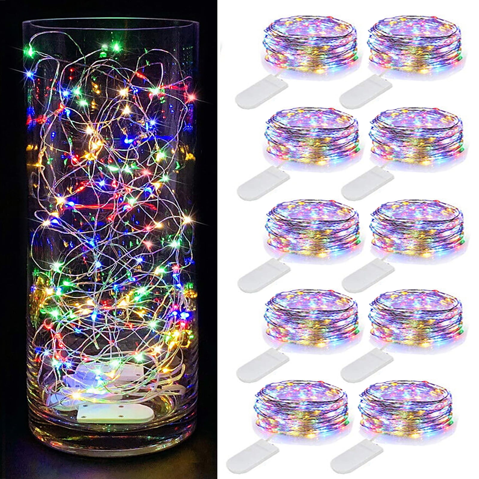 10 Pack Fairy Lights Battery Operated, 6.6ft 20 LEDs Waterproof Mini ...
