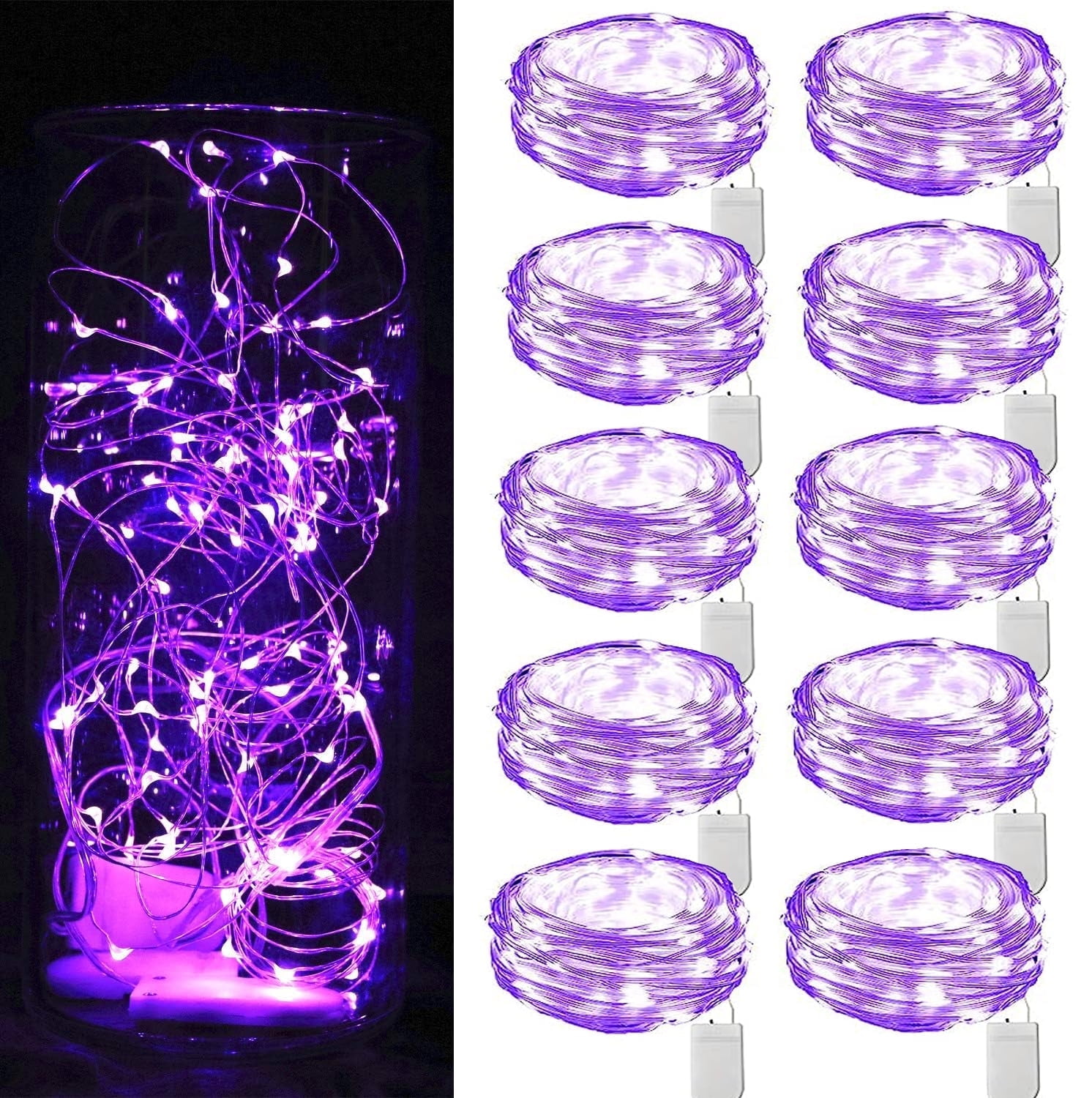 10 Pack Fairy Lights Battery Operated, 6.6ft 20 LEDs Waterproof Mini ...