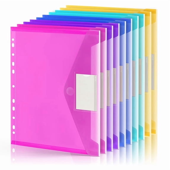10 Pack File Folders, 11 Ring Plastic Envelopes, Clear Folder for ...