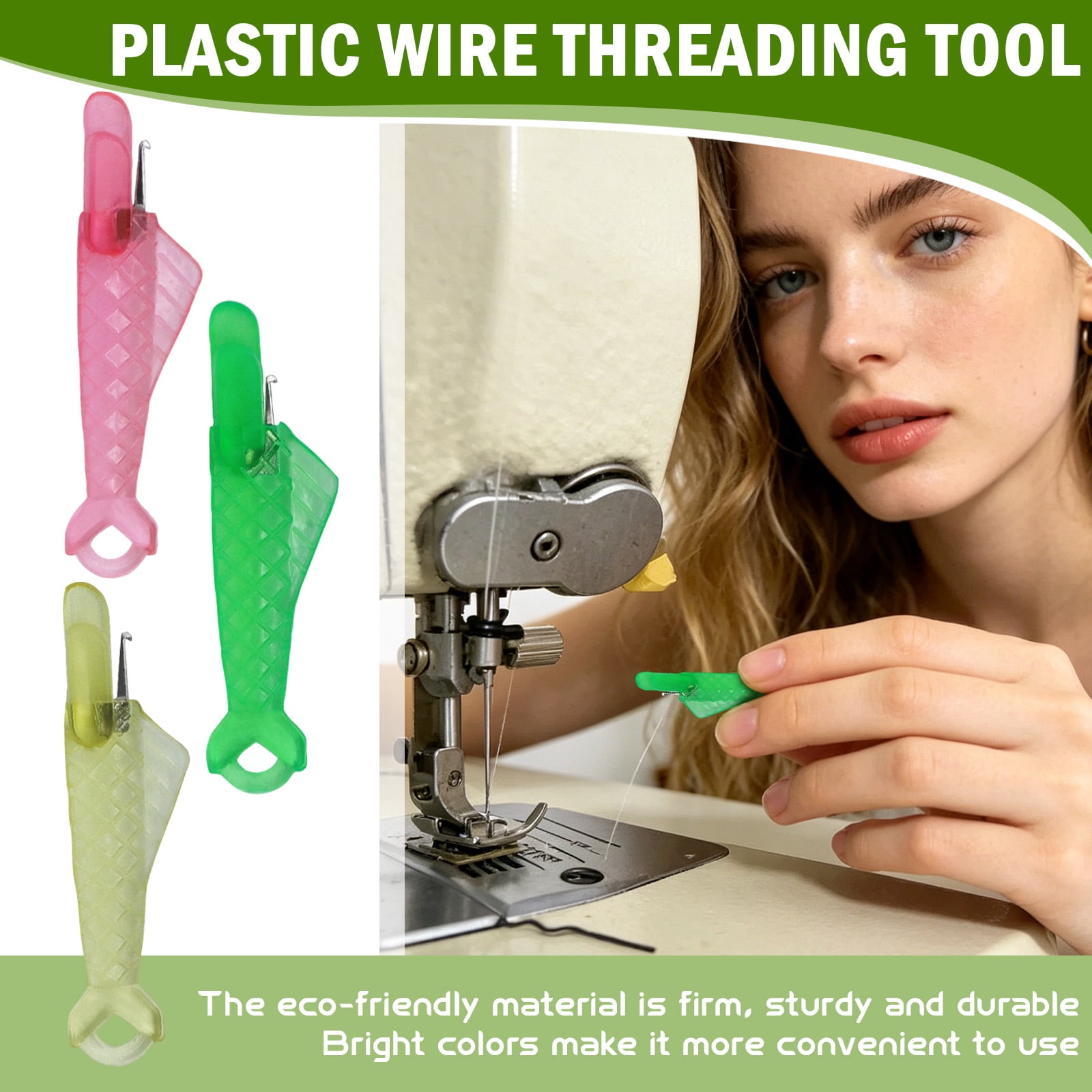 10-Pack Fish-Shape Sewing Machine Needle Threader, 1.18" Quick-Action ...