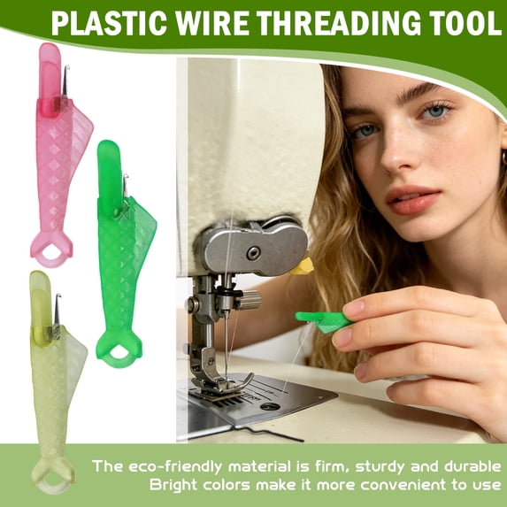 10-Pack Fish-Shape Sewing Machine Needle Threader, 1.18" Quick-Action ...