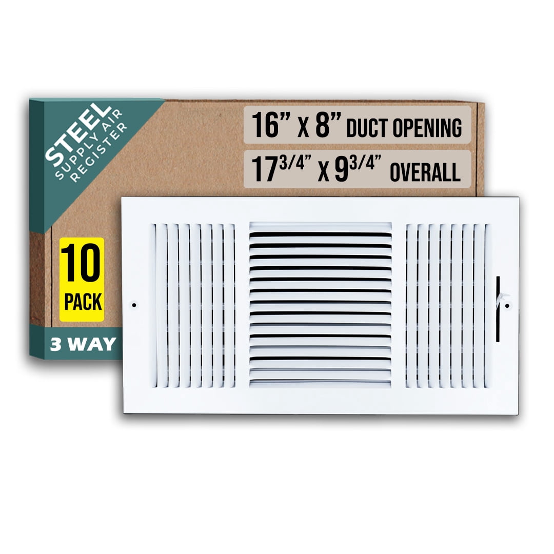 [10 Pack] Fits 16x8 Duct Opening 3 WAY Steel Air Supply Diffuser by ...