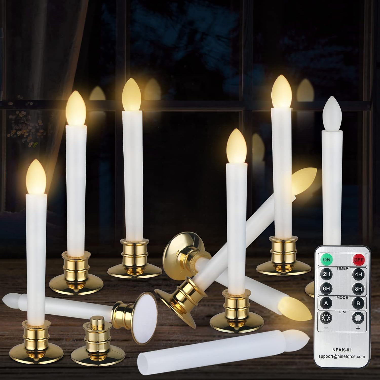 10 Pack Flameless Taper Candles with Remote/Timer, Battery Operated ...
