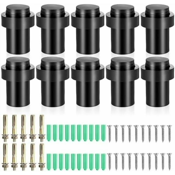 10 Pack Floor Door Stopper Black Cylindrical Door Stops 2.4'' Stainless ...