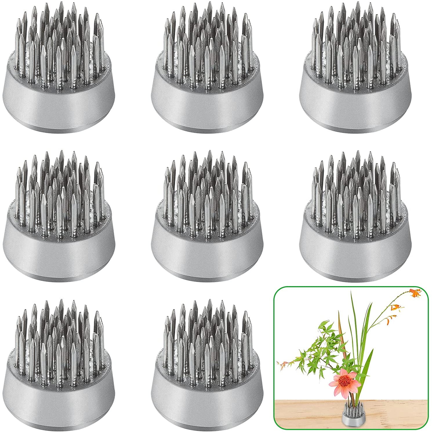 10 Pack Flower Frogs Round Flower Arranger, Silver Flower Fixed Tools ...