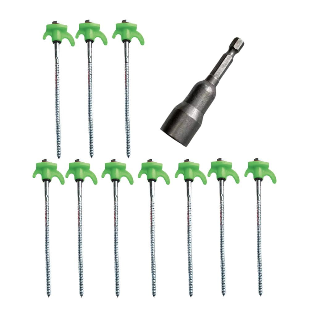 10-Pack Fluorescent Tent Stakes - Hexagonal Thread T-Shaped Head Carbon ...