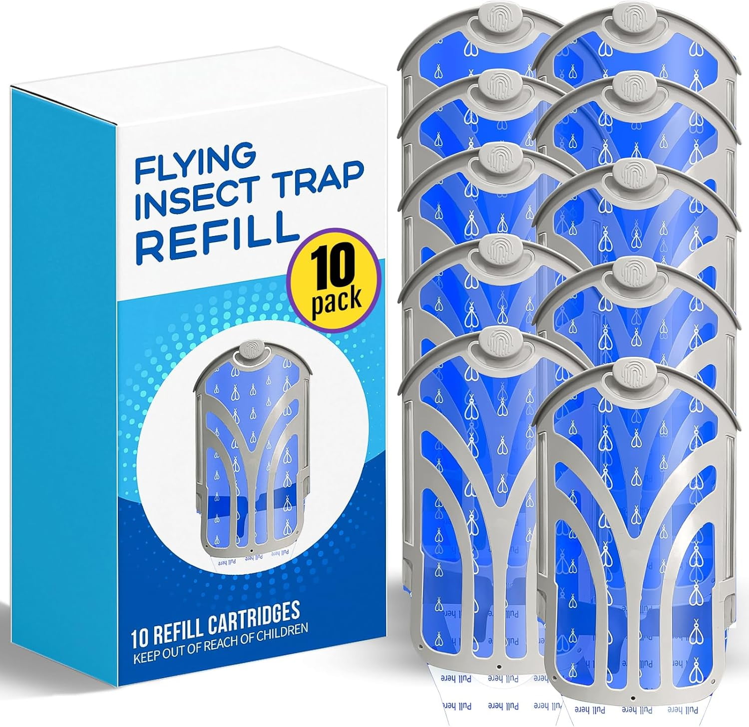 10 Pack Flying Insect Trap Starter Kit, ZEBO Flying Insect Trap Refill ...
