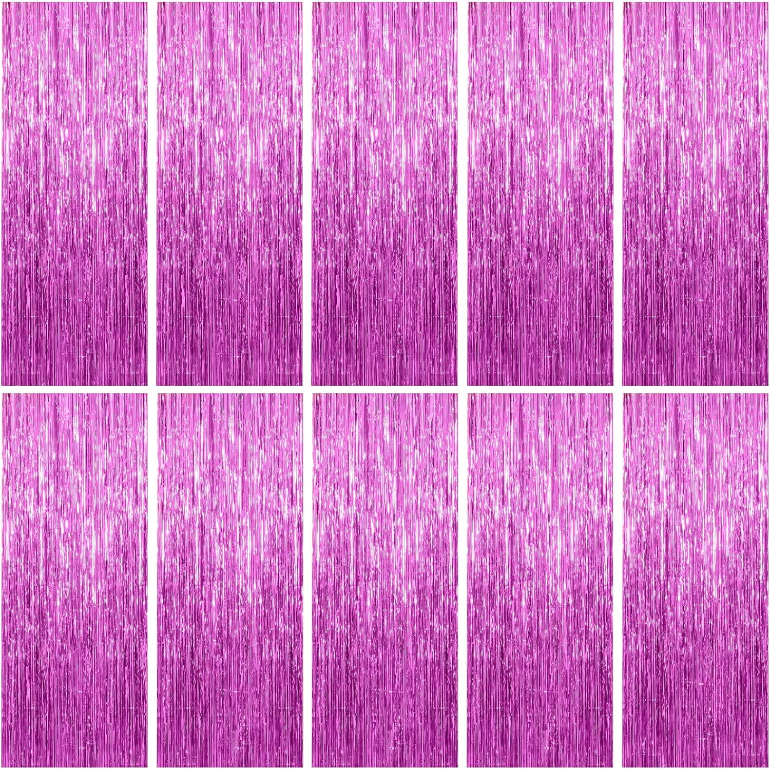 10 Pack Foil Curtain Backdrop Metallic Tinsel Foil Fringe Curtains ...
