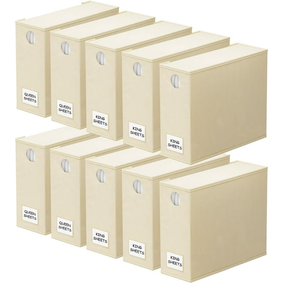 10 Pack Foldable Bed Sheet Organizers and Storage Bags for Linen Closet ...