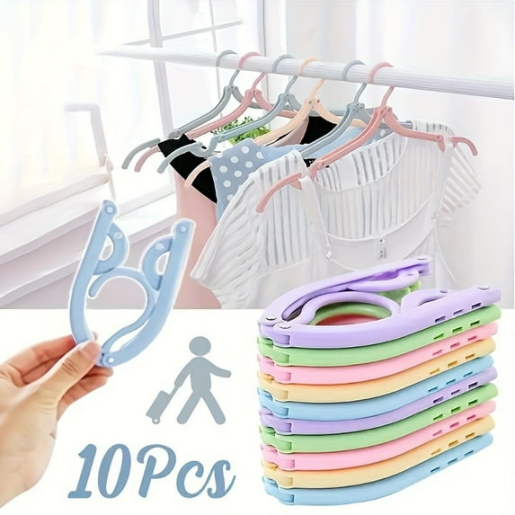 10-Pack Foldable Travel Hangers – Compact 1.5" Collapsible Clothes ...