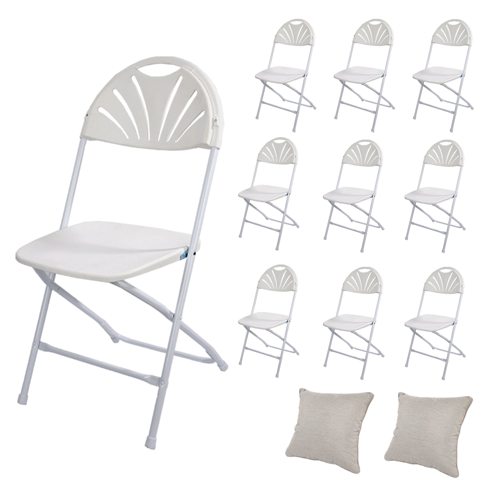 10 Pack Folding Chair Fan Back Portable Plastic Chairs for Events ...
