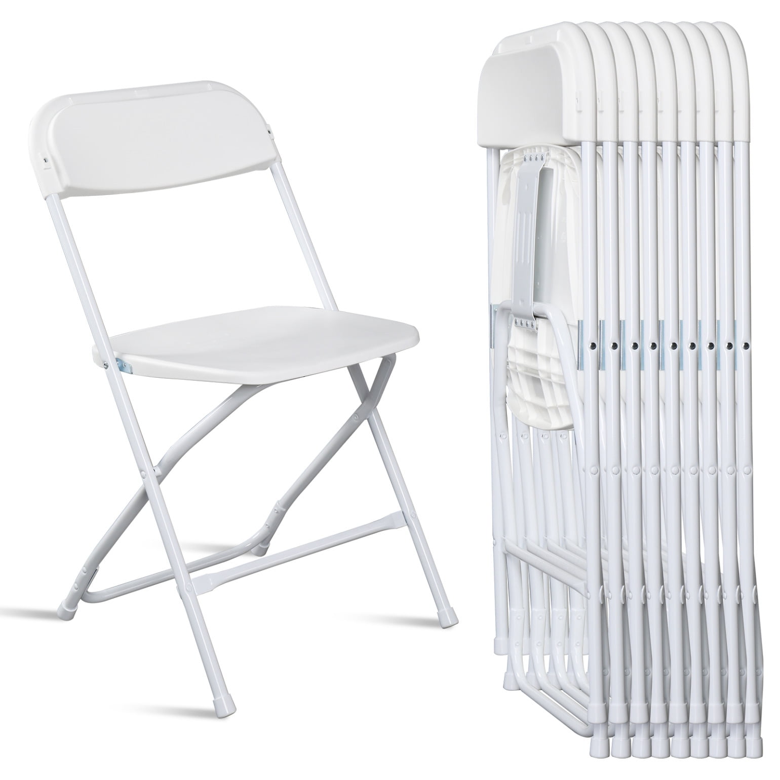 10 Pack Folding Chairs, Portable Stackable Commercial Seat with Iron ...