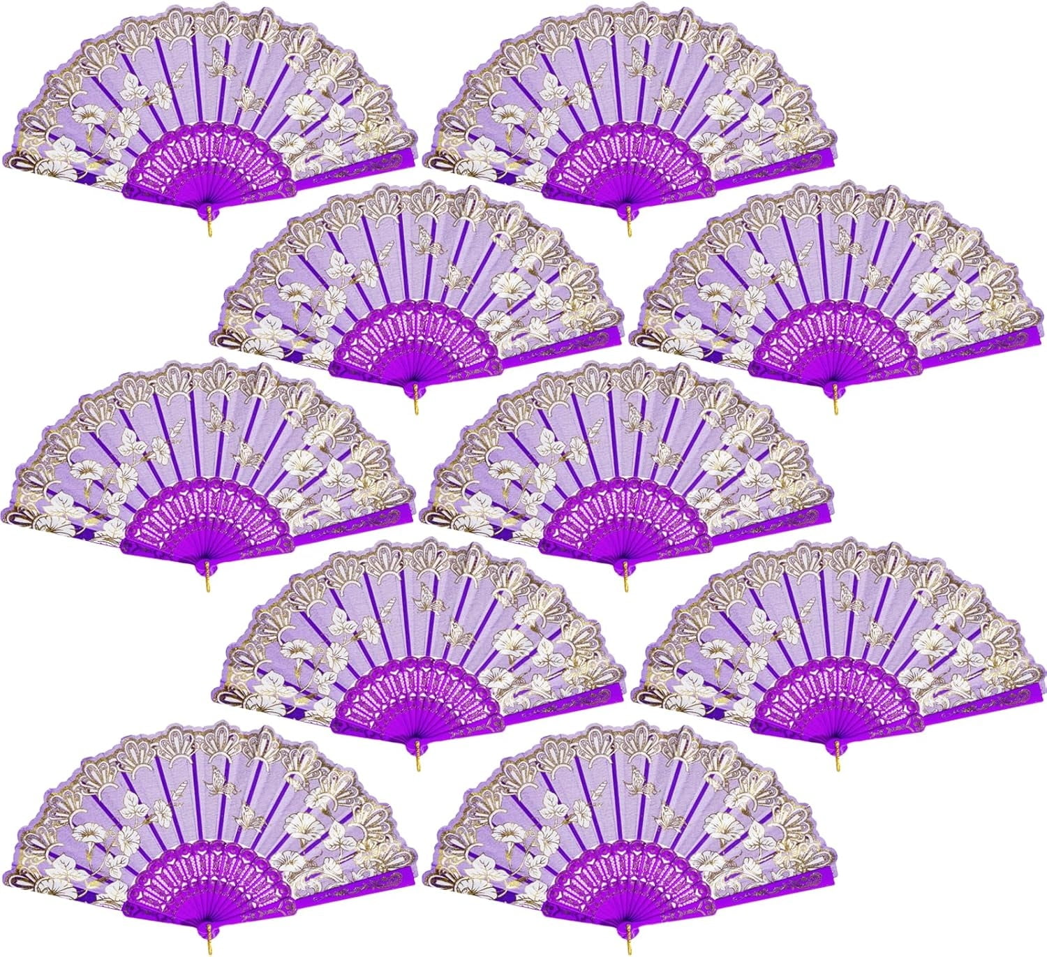 10 Pack Folding Fans – Handheld Spanish Style Fans,Bulk Hand Fans For ...