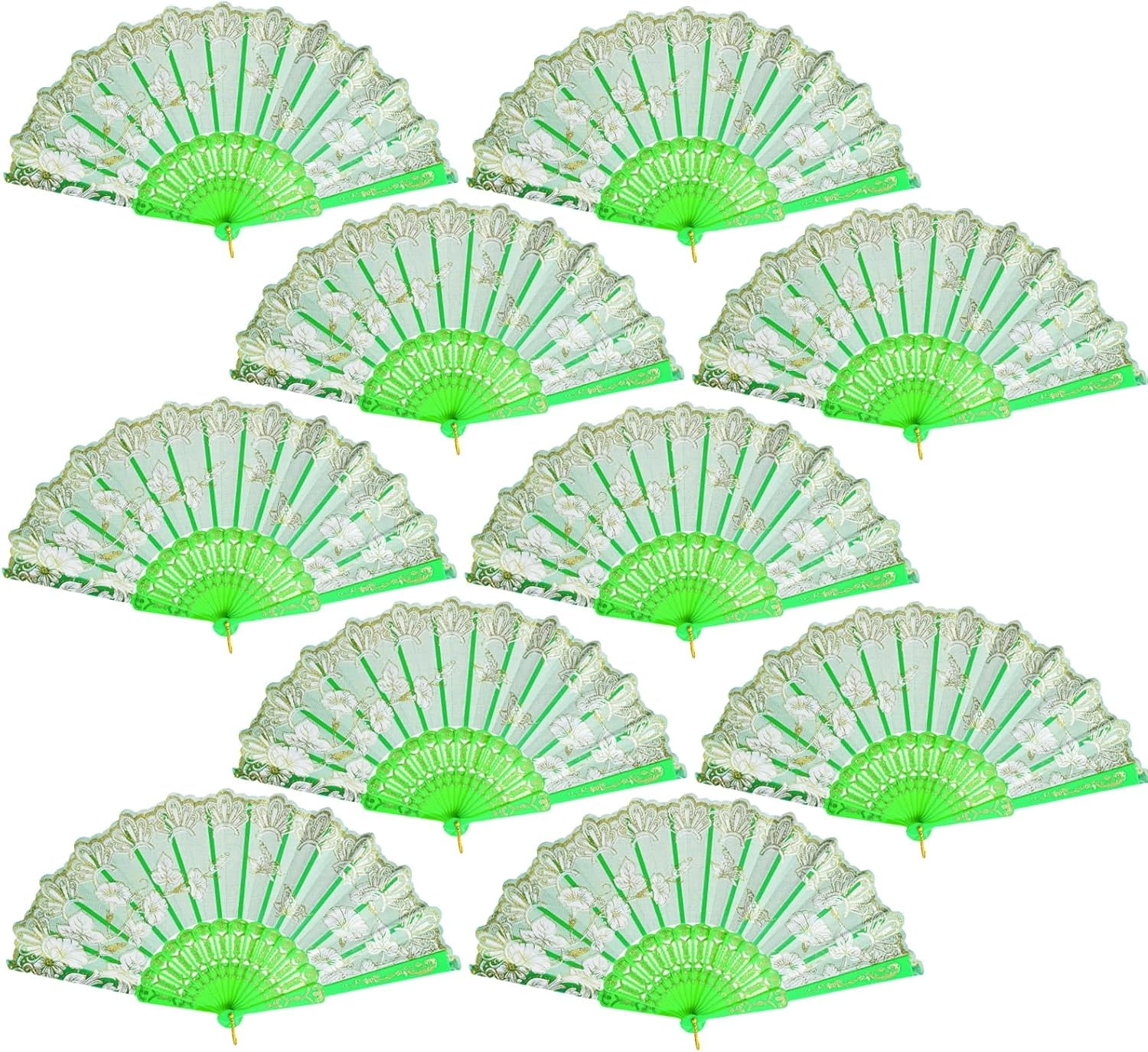 10 Pack Folding Fans – Handheld Spanish Style Fans,Bulk Hand Fans for ...