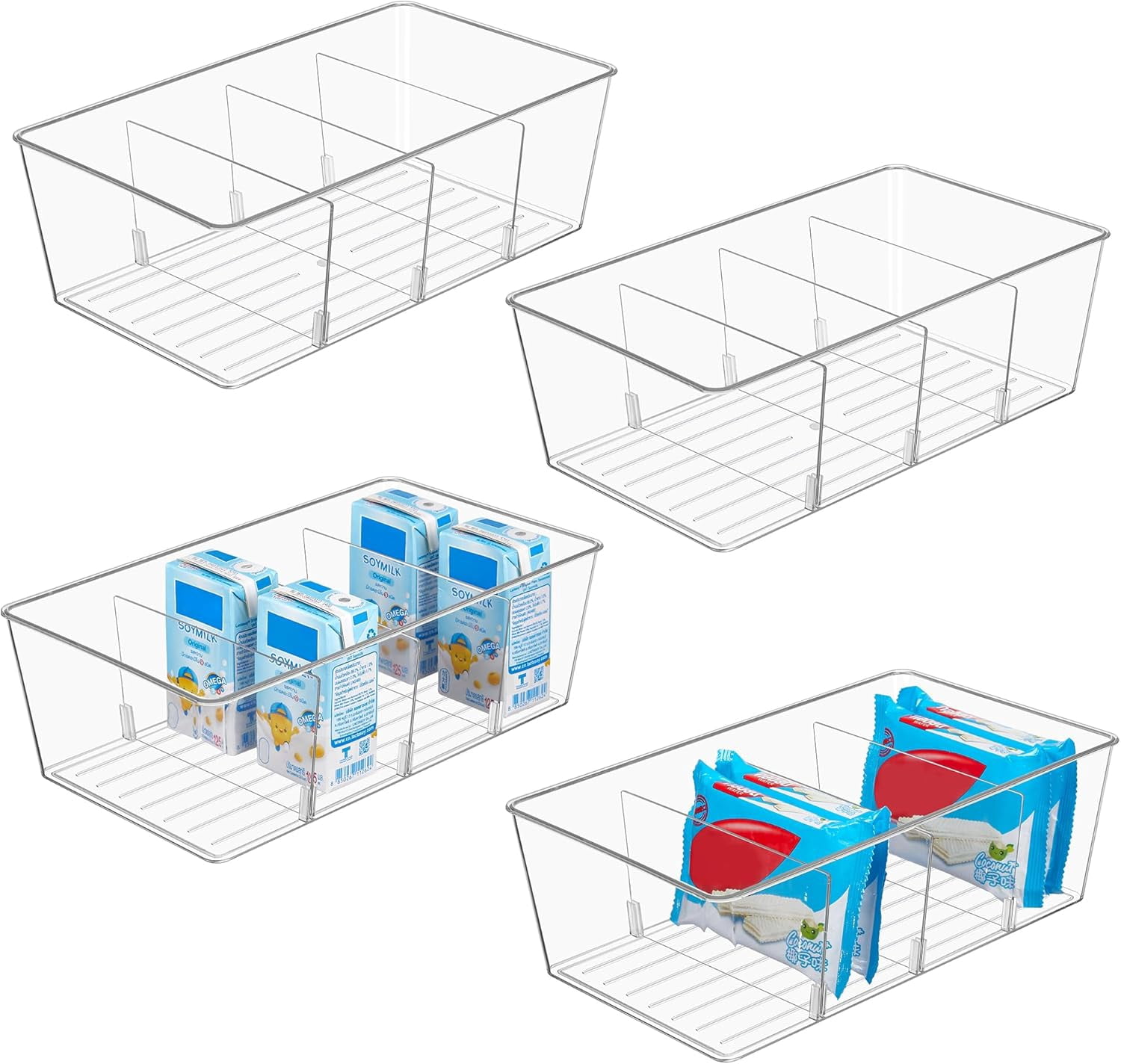 10 Pack Food Storage Organizer Bins, Clear Plastic Bins for Pantry ...