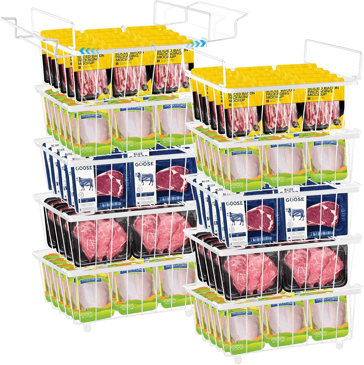 10 Pack Freezer Organizer Bins, Stackable Chest Freezer Organizer for 7 ...