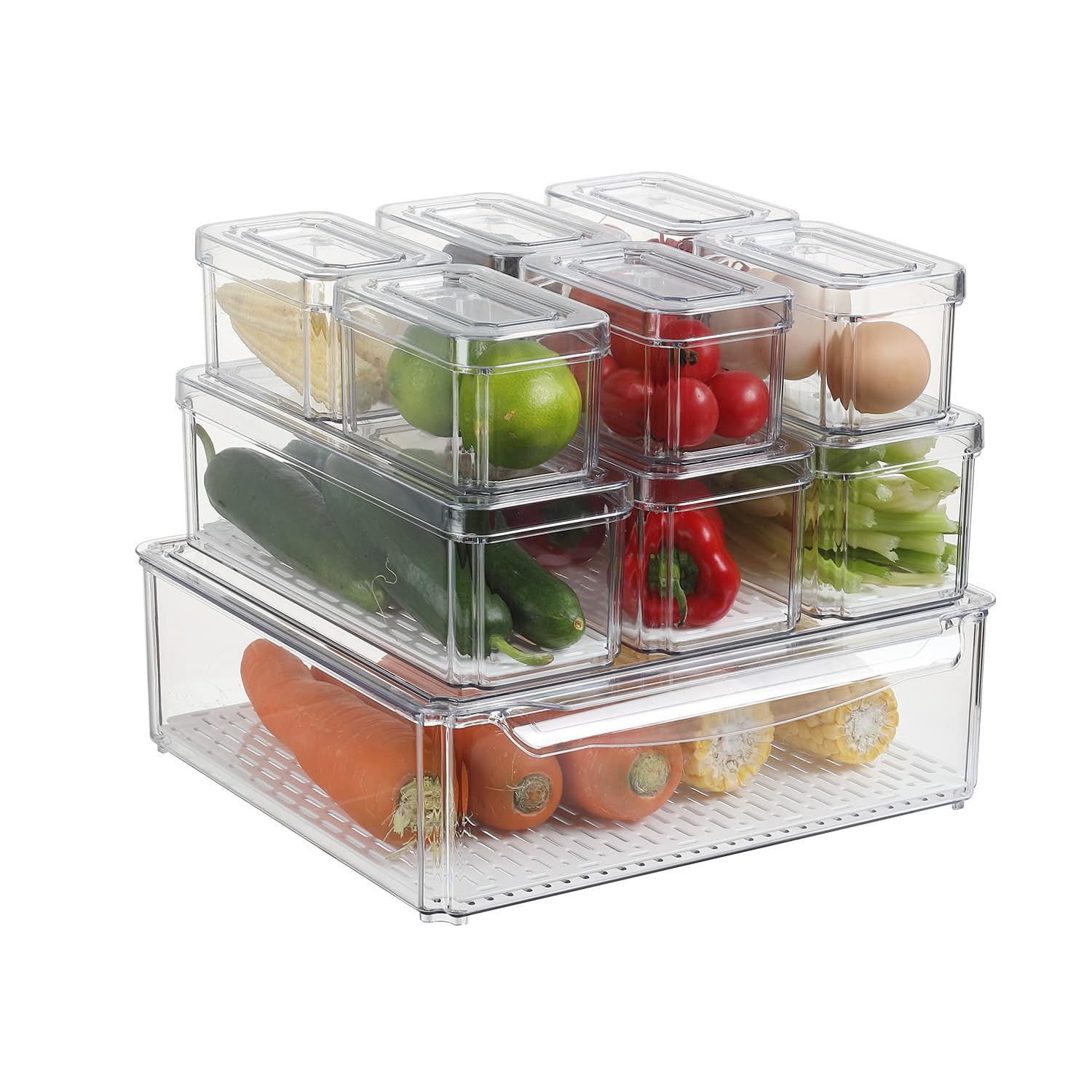 10 Pack Fridge Organizer Bins Clear Stackable Fridge Storage Bins with ...